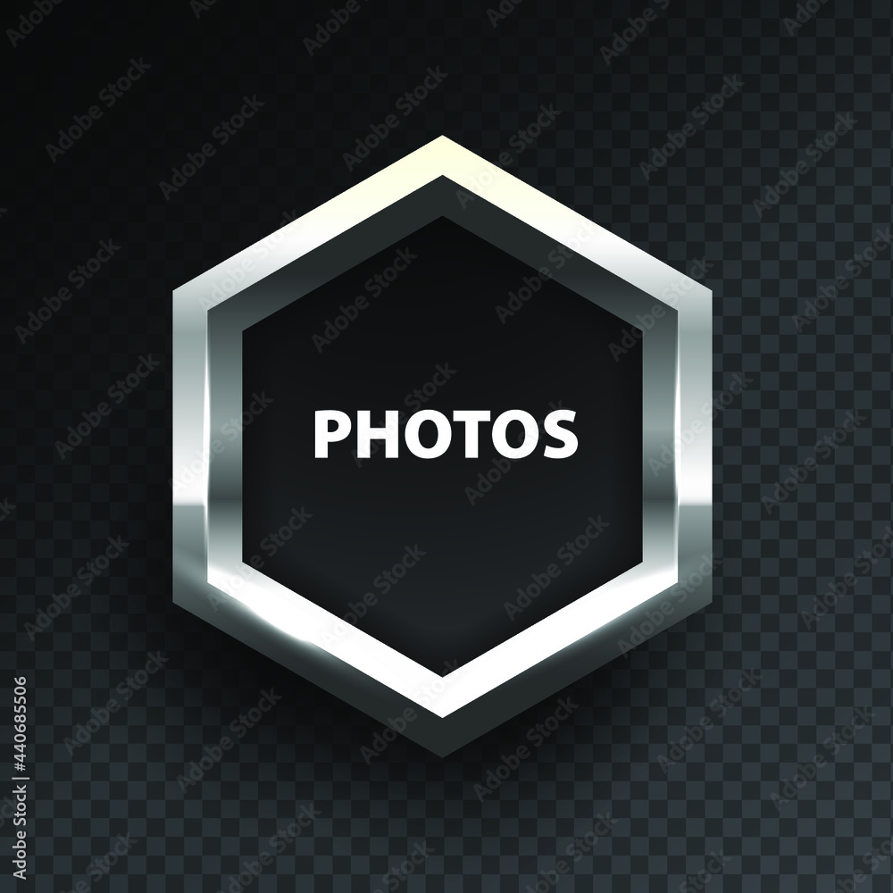 Silver sparkling hexagon frame with glitter isolated on transparent ...