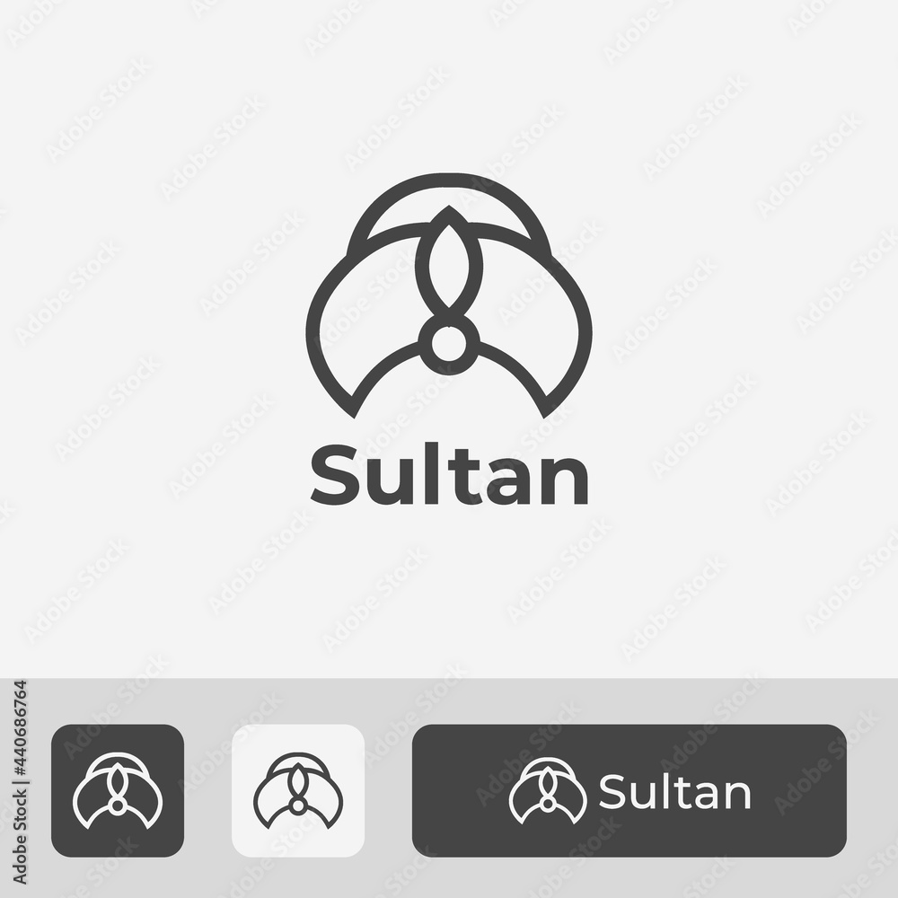 Poster minimal sultan hat logo design, elegant and premium symbol icon ...