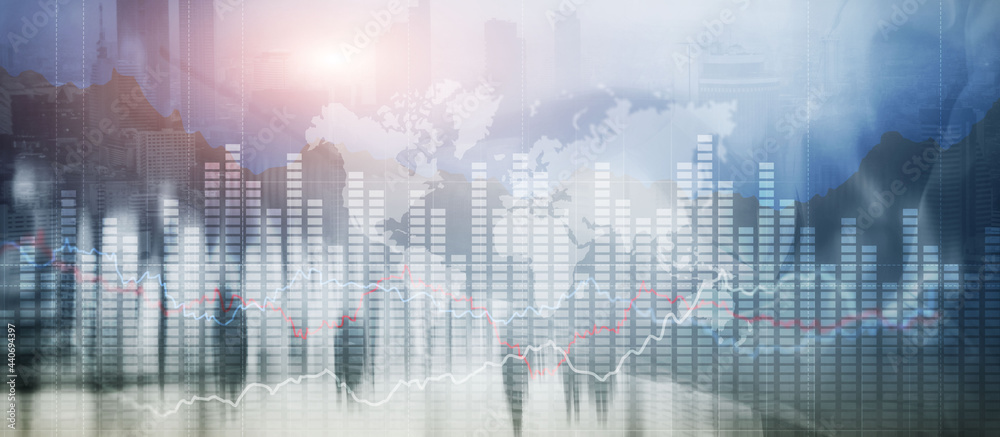 Business graph chart. Virtual screen with stock market changes ...