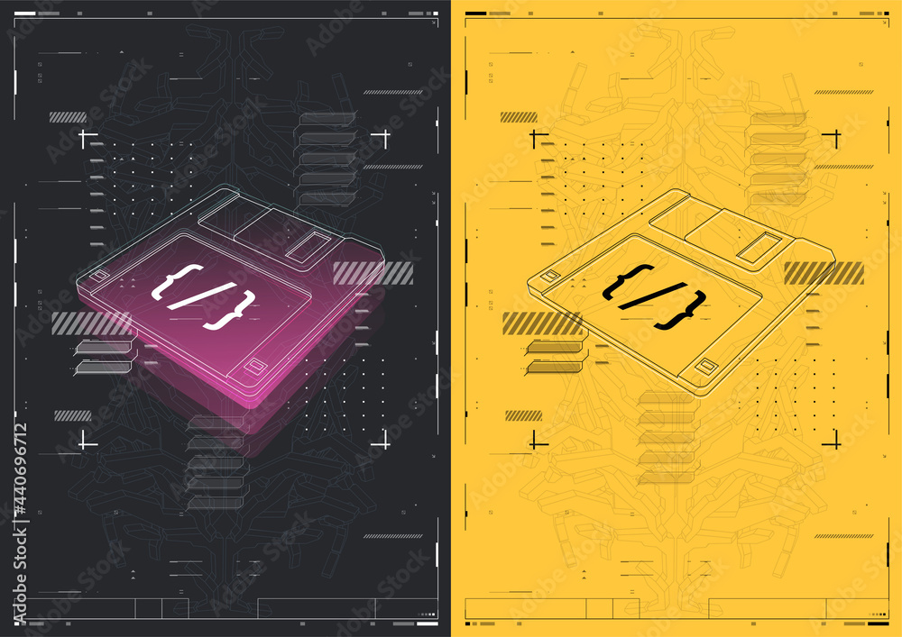 Cyber culture, Cyberpunk futuristic poster. programming and virtual ...