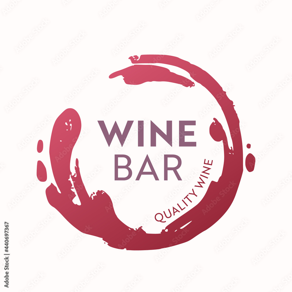 Vetor de Wine Bar Icon or Label with Red Spot Circle of Bottle Bottom ...