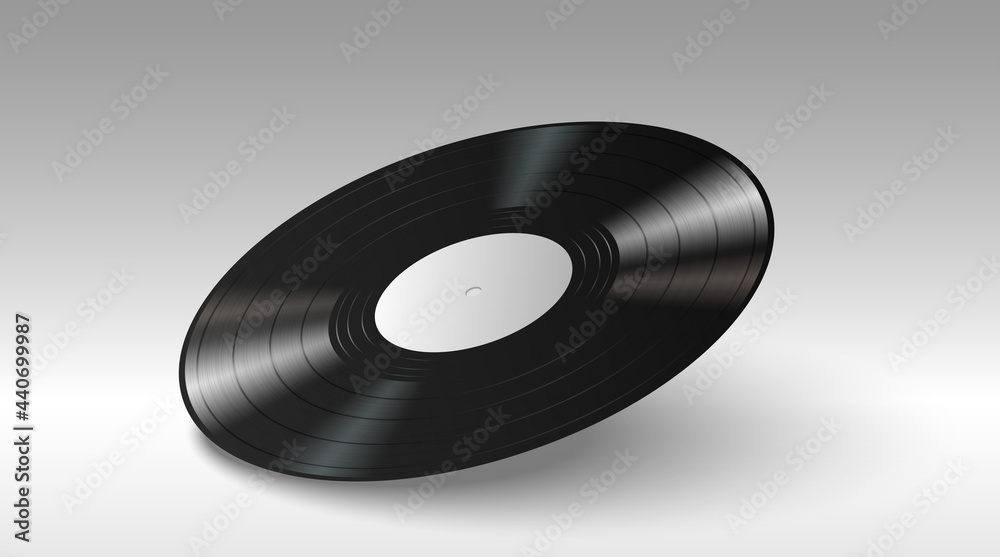 Realistic vinyl record for gramophone retro player. Classic lp long ...