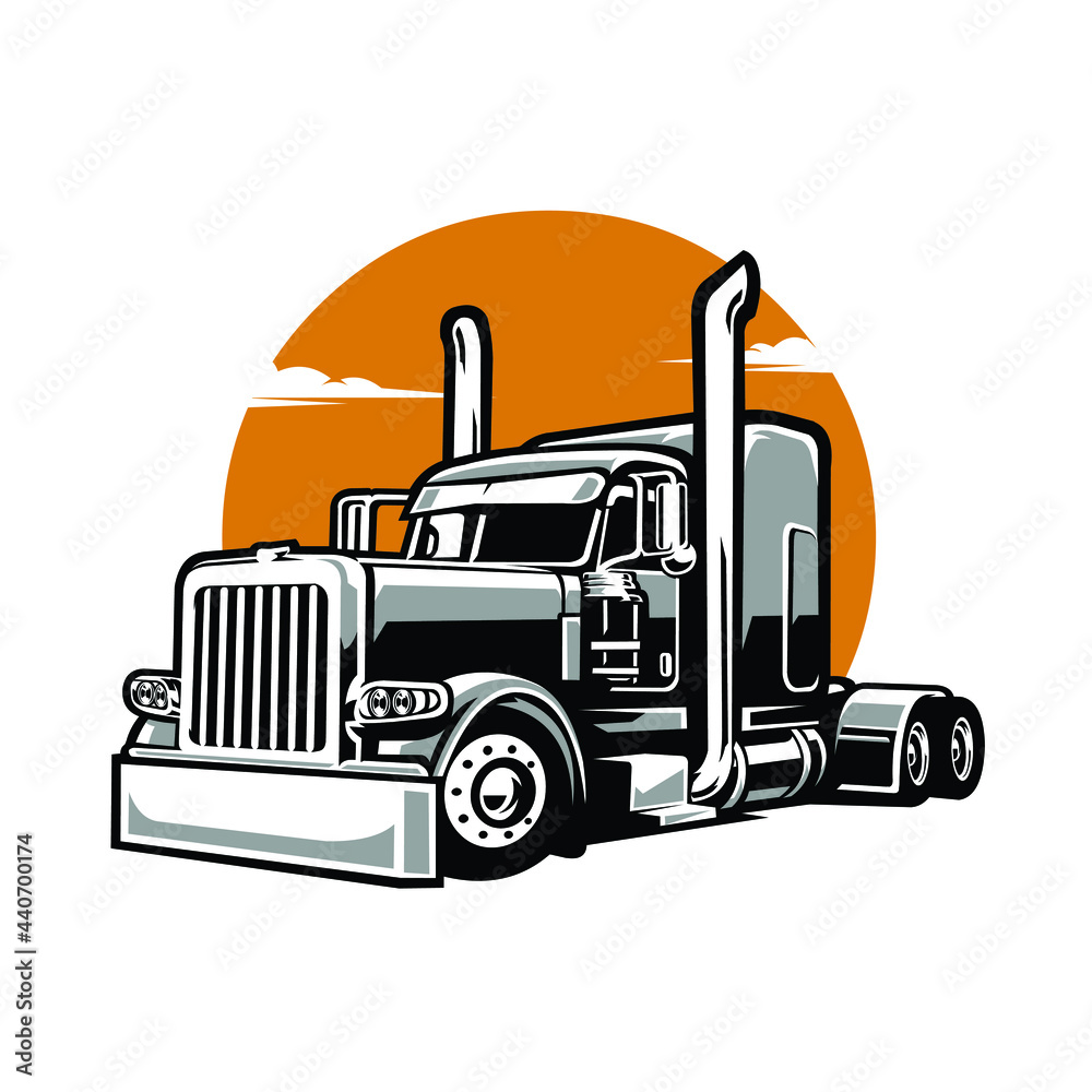 Semi Truck Illustration Silhouette Vector Isolated EPS. vector de Stock ...