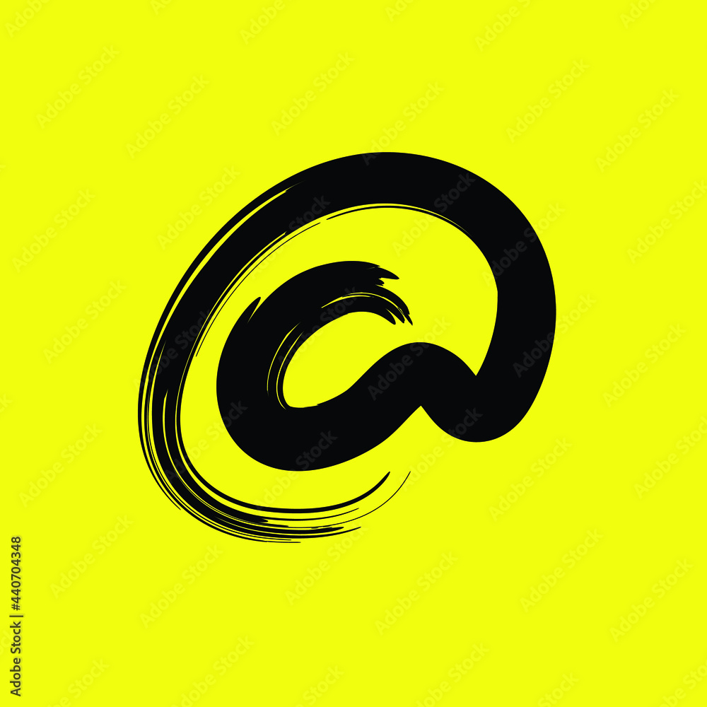 At the rate symbol Icon vector using neon colors in a brush stroke ...