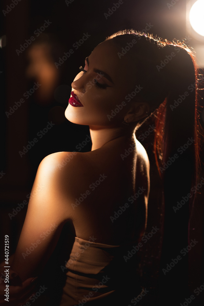 Fashion model. Seductive woman. Glamorous look. Studio shooting ...