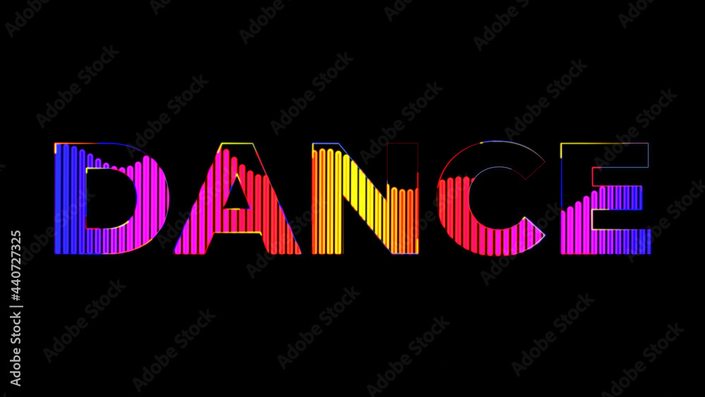 Dance text. Party in 80s style. Party text with sound waves effect ...