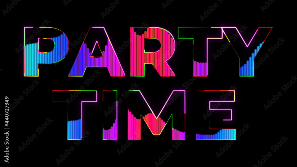 Party time text. Party in 80s style. Party text with sound waves effect ...