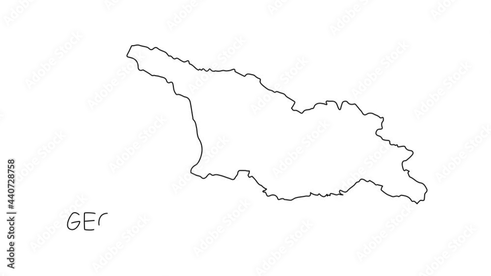 Georgia map animation line. Black line animation letters drawing on a ...
