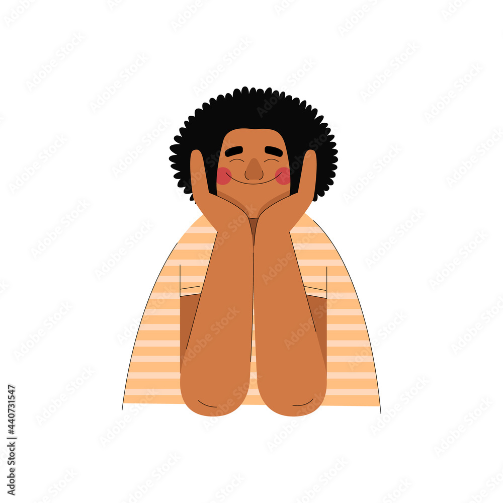 Smiling enamored man in trandy hand drawn style. Happy cute man. Vector ...