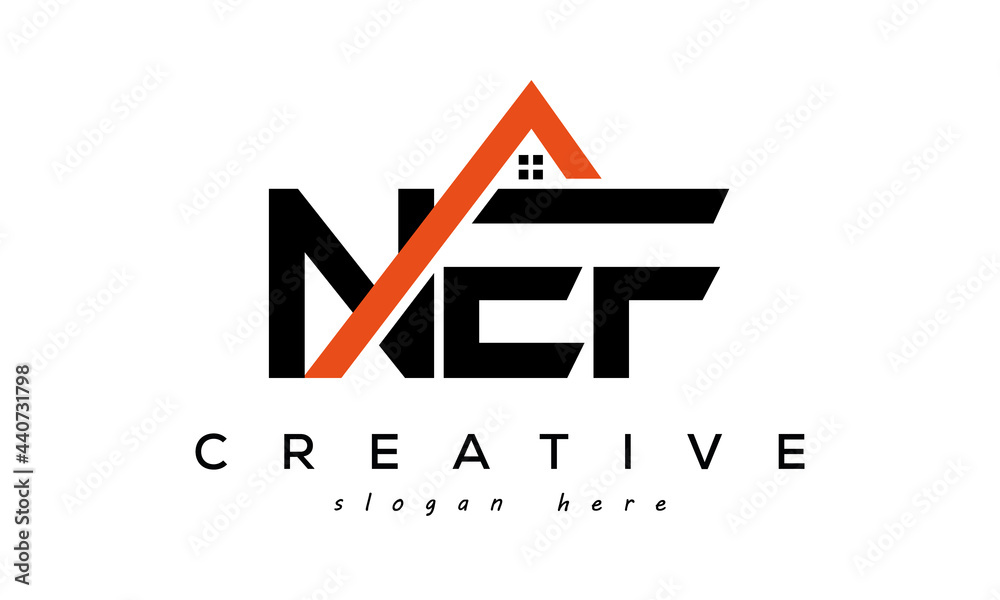 initial NEF letter real estate construction logo vector เวกเตอร์สต็อก ...