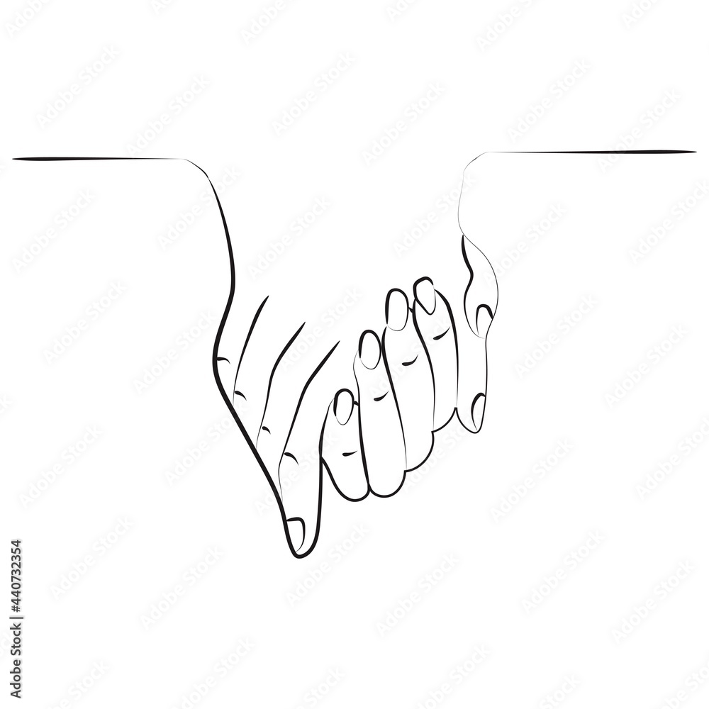 Outline drawing of two hands. Vector illustration. Stock Vector | Adobe ...