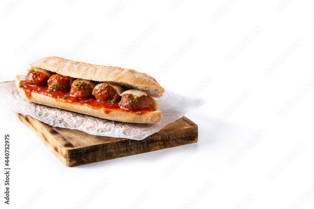 Meatball sub sandwich isolated on white background Stock Photo | Adobe ...
