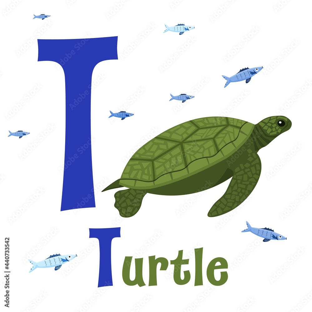 Sea Animals Alphabet. ABC for children. Letter T Stock Vector | Adobe Stock