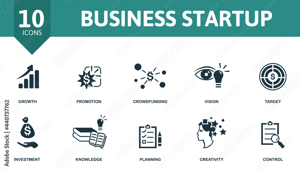 Business Startup icon set. Contains editable icons startup theme such ...