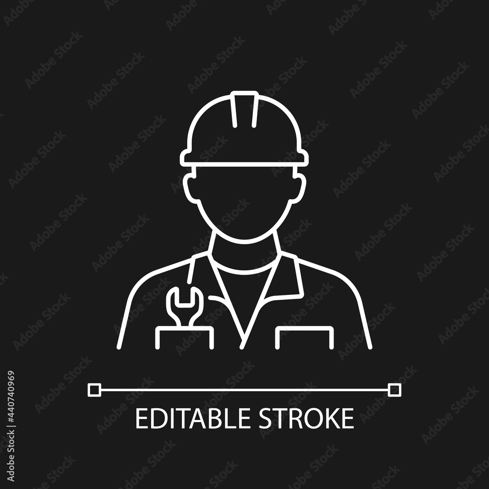 Engineer white linear icon for dark theme. Navigation and manoeuvring ...