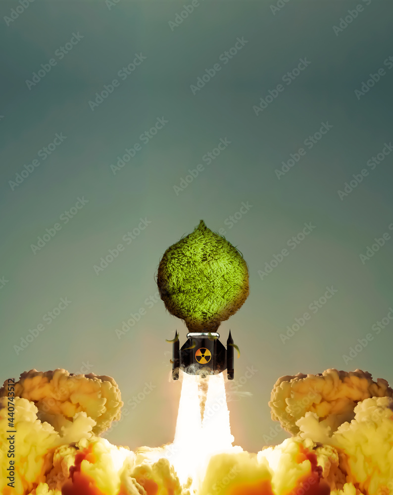 Psychological warfare. The missile was fired. And background. Photo ...