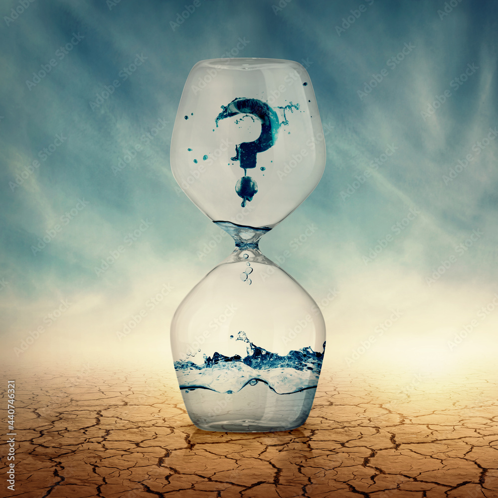 Sand watch. The hourglass is about climate change and water depletion ...