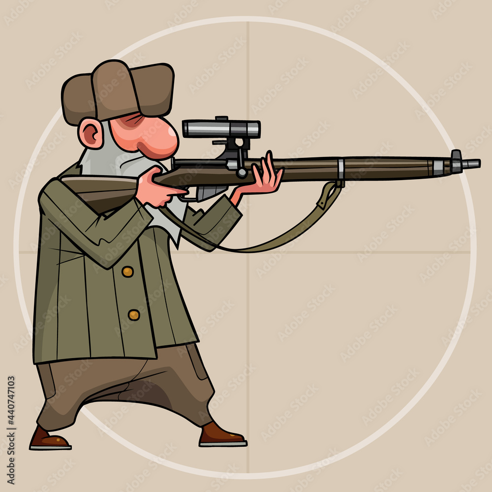cartoon grandpa holding a rifle and aiming at a telescopic sight Stock ...