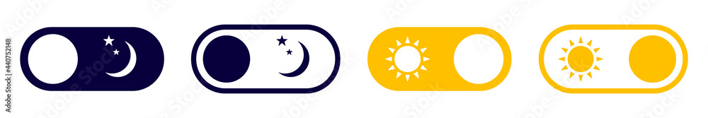 Set of night mode and day mode buttons. Night, day switch. Night and ...