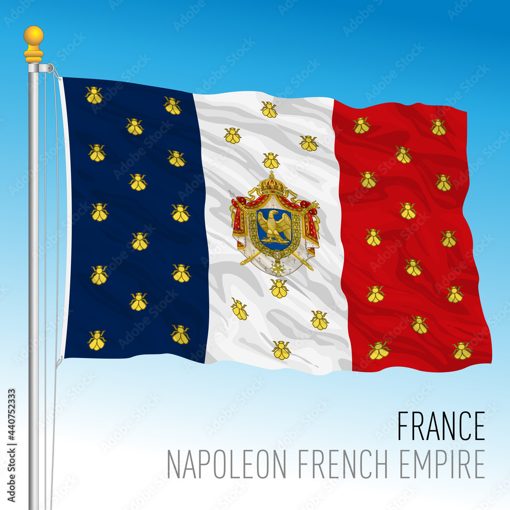Napoleon French Empire flag, France, historical emblem, vector ...