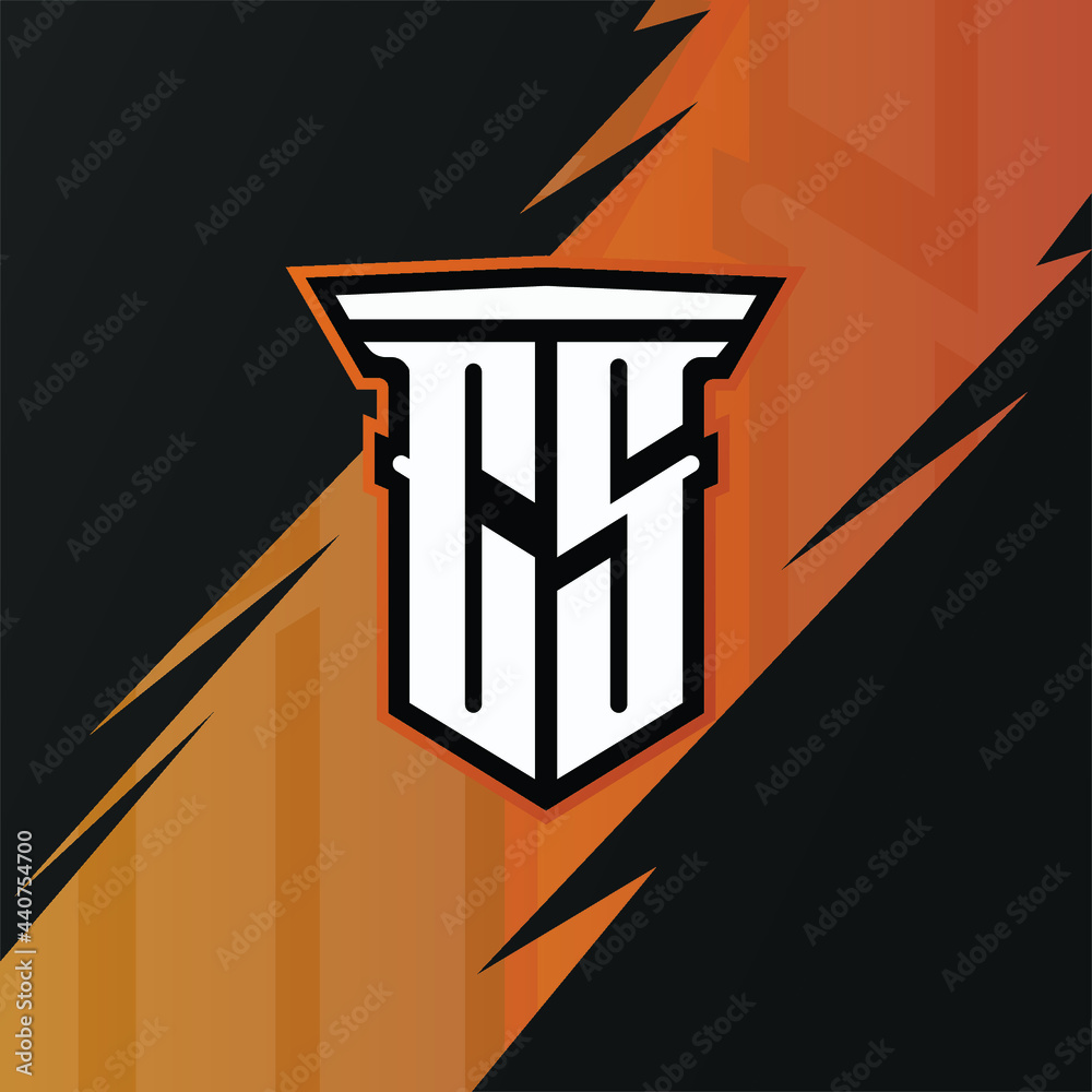 Initial CS with pillar, vector initial letter monogram esport, twitch ...