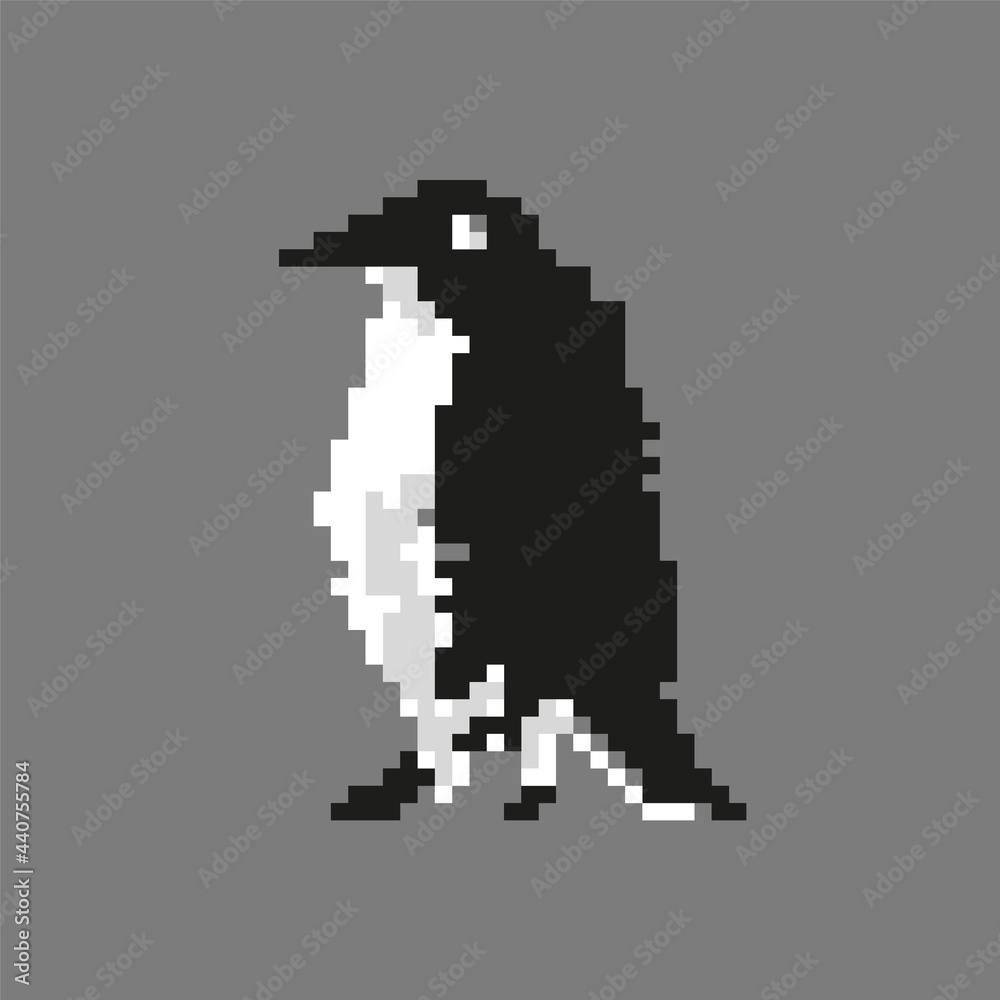 Pixel art penguin. Isolated pixelated vector illustration. Stock Vector ...