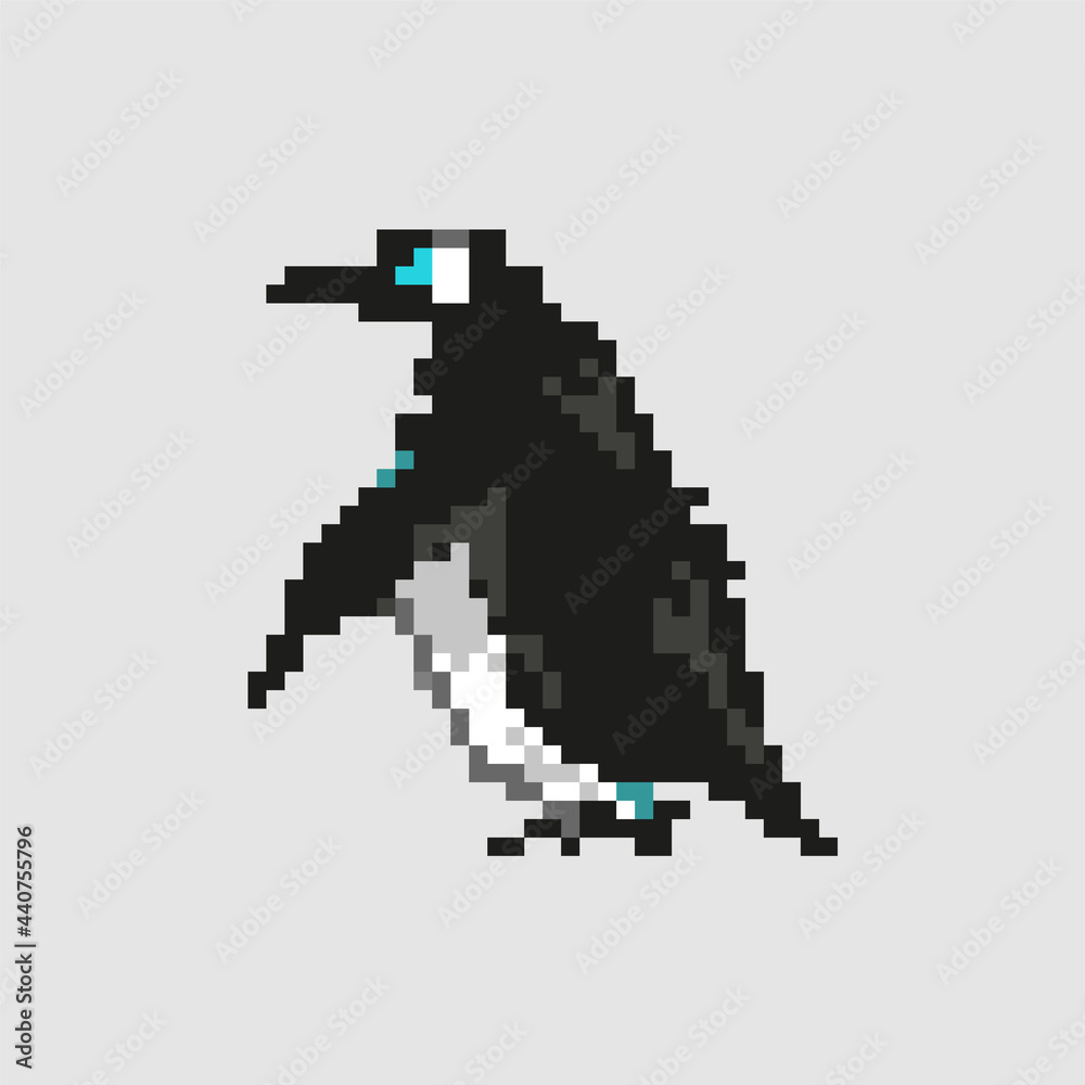Pixel art penguin. Isolated pixelated vector illustration. vector de ...