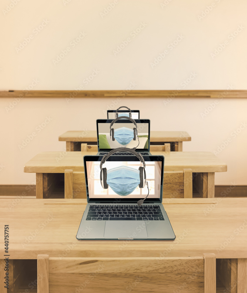 Distance Learning. Empty class. Online education. Coronavirus distance ...