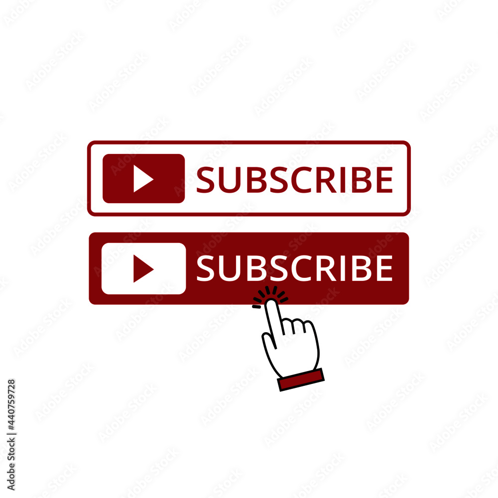 Youtube channel Red Subscribe buttons with hand, transparent background ...