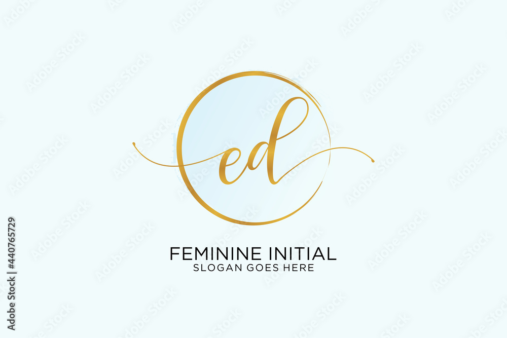 Initial ED handwriting logo with circle template vector signature ...