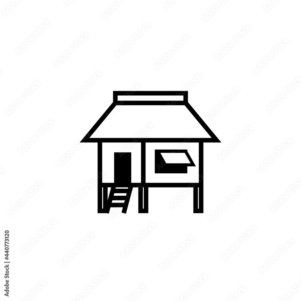 Nipa hut line icon. Clipart image isolated on white background Stock ...