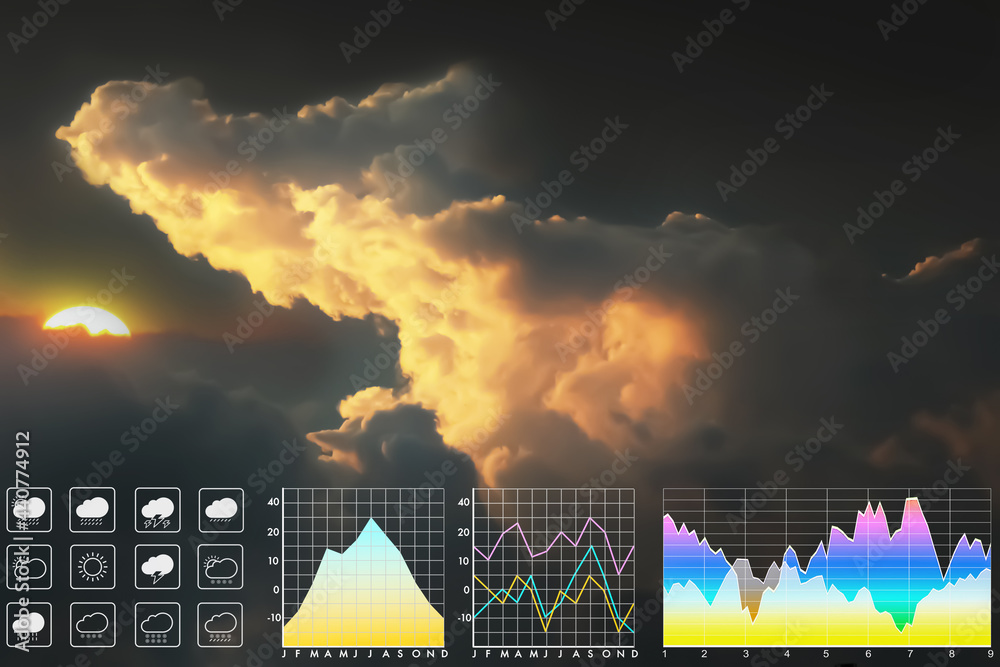 Environment data symbol forecast with graph and chart and weather ...