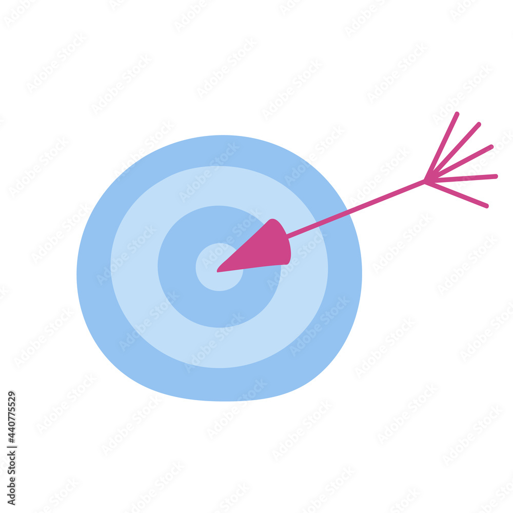 Cute hand drawn target with arrow in the center in cartoon style ...