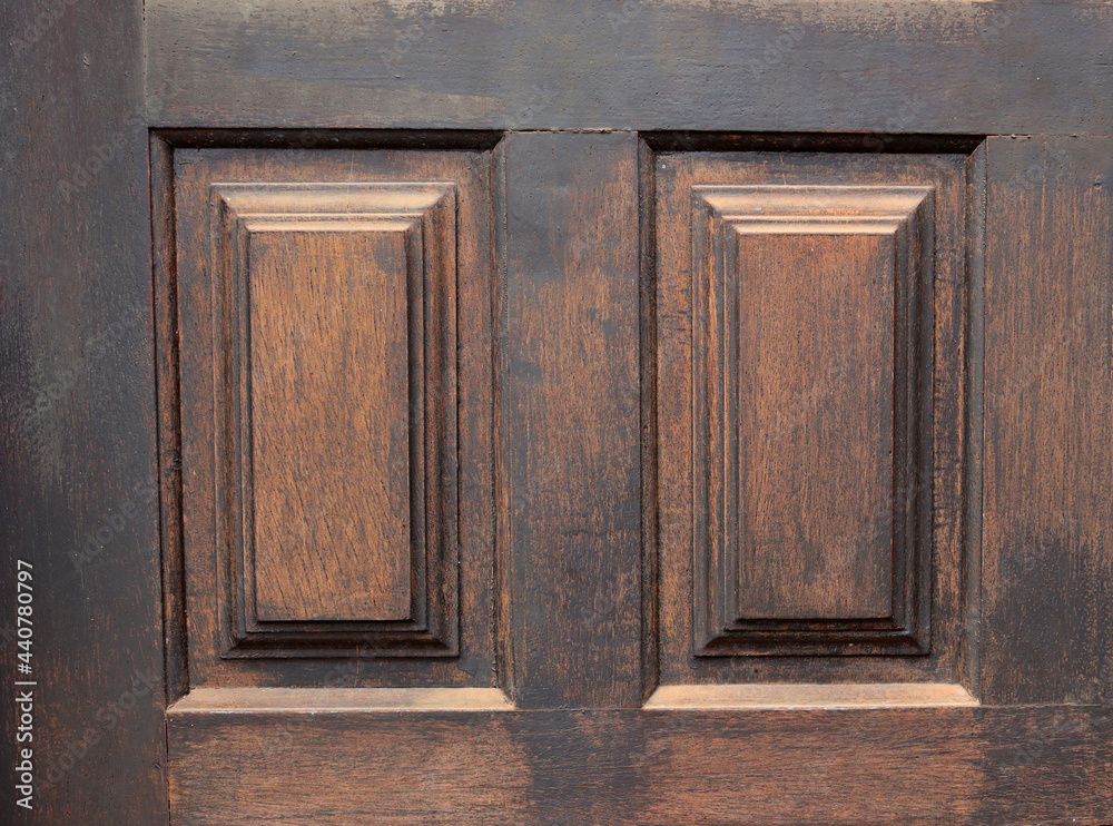 Part of a massive vintage wooden door. Brown wood texture background ...