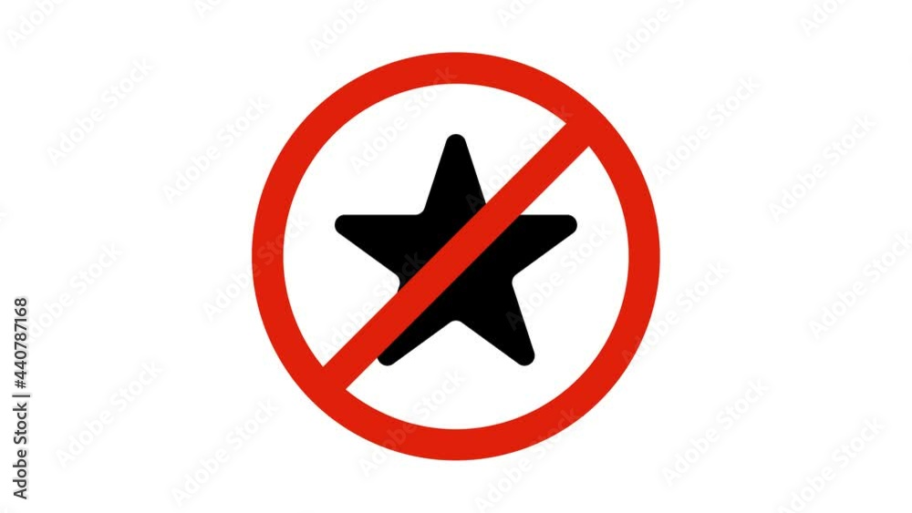 no star icon road sign animation. simple red circle prohibition Not ...