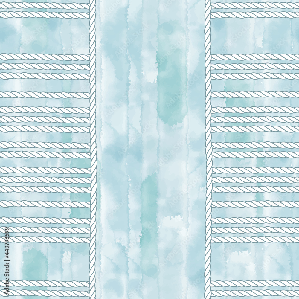 Seamless pattern on the marine theme with nautical ropes on a blue ...
