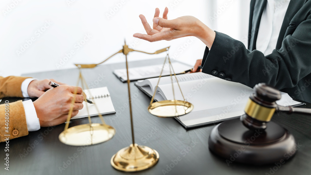 Lawyer discuss the contract and legal document agreement in office. Law ...