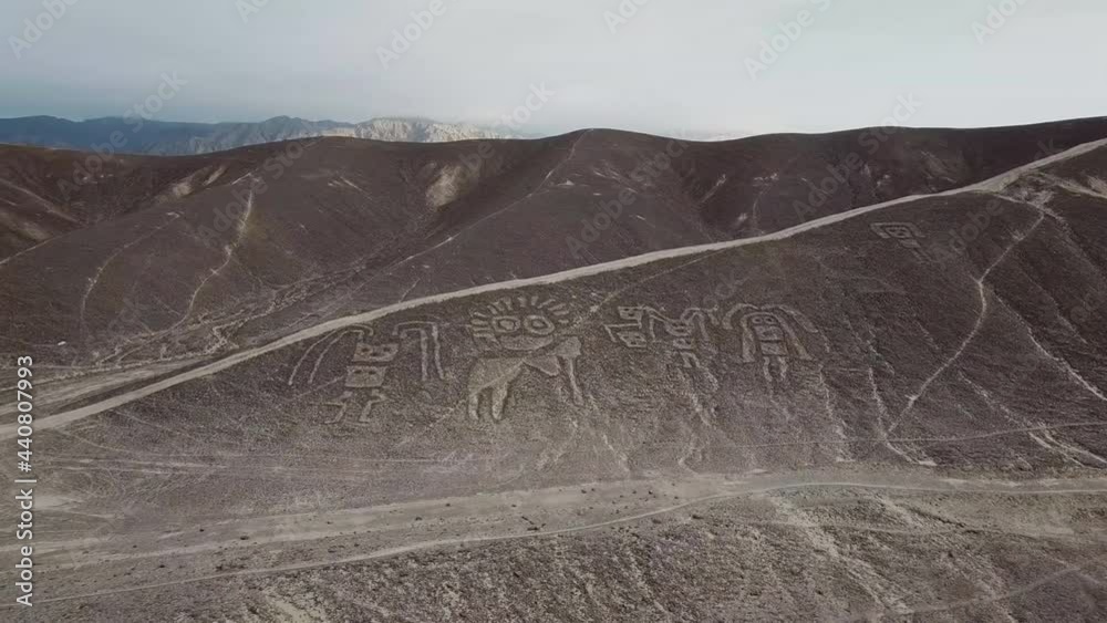 Geoglyphs and lines in the Nazca desert. UNESCO World Heritage Site ...