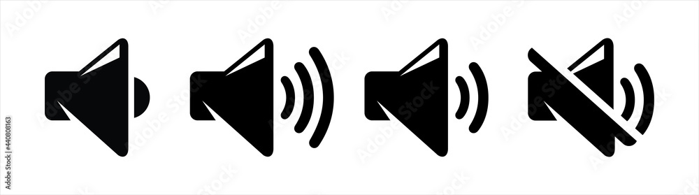 Set of volume icons isolated on white background. Mute and unmute ...