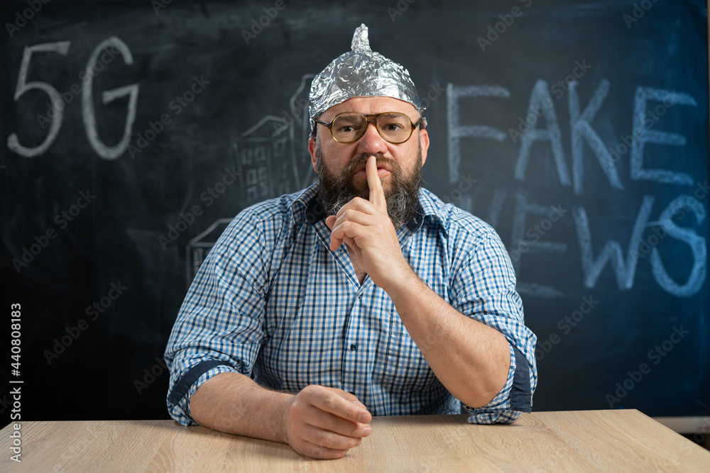 conspiracy theories schizophrenic strange man in glasses and a hat ...