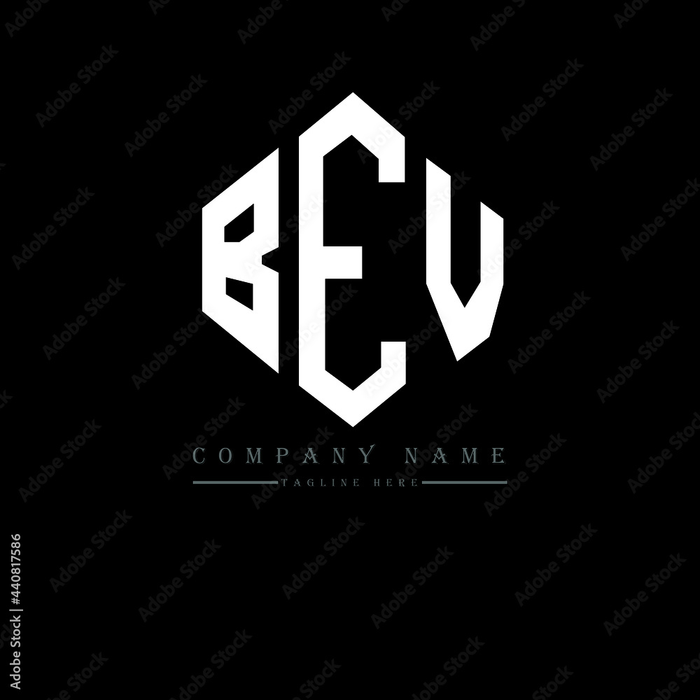 BEV letter logo design with polygon shape. BEV polygon logo monogram ...
