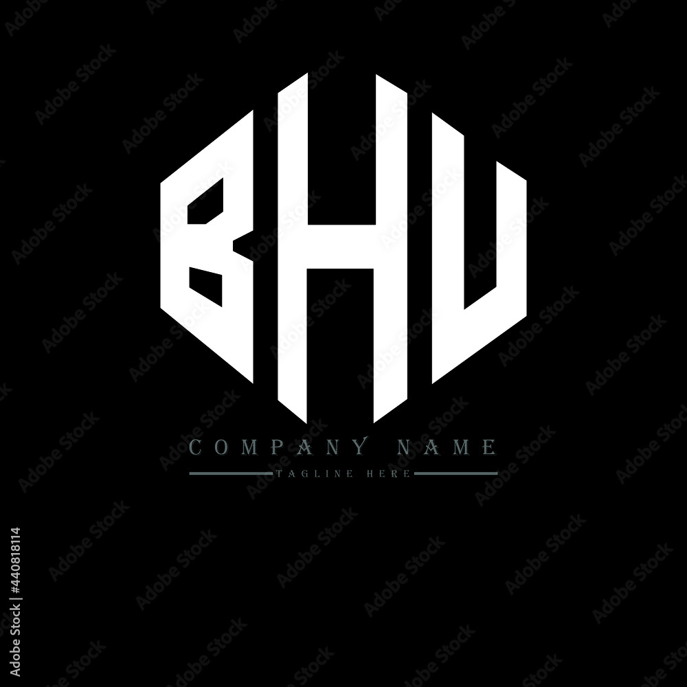 BHU letter logo design with polygon shape. BHU polygon logo monogram ...