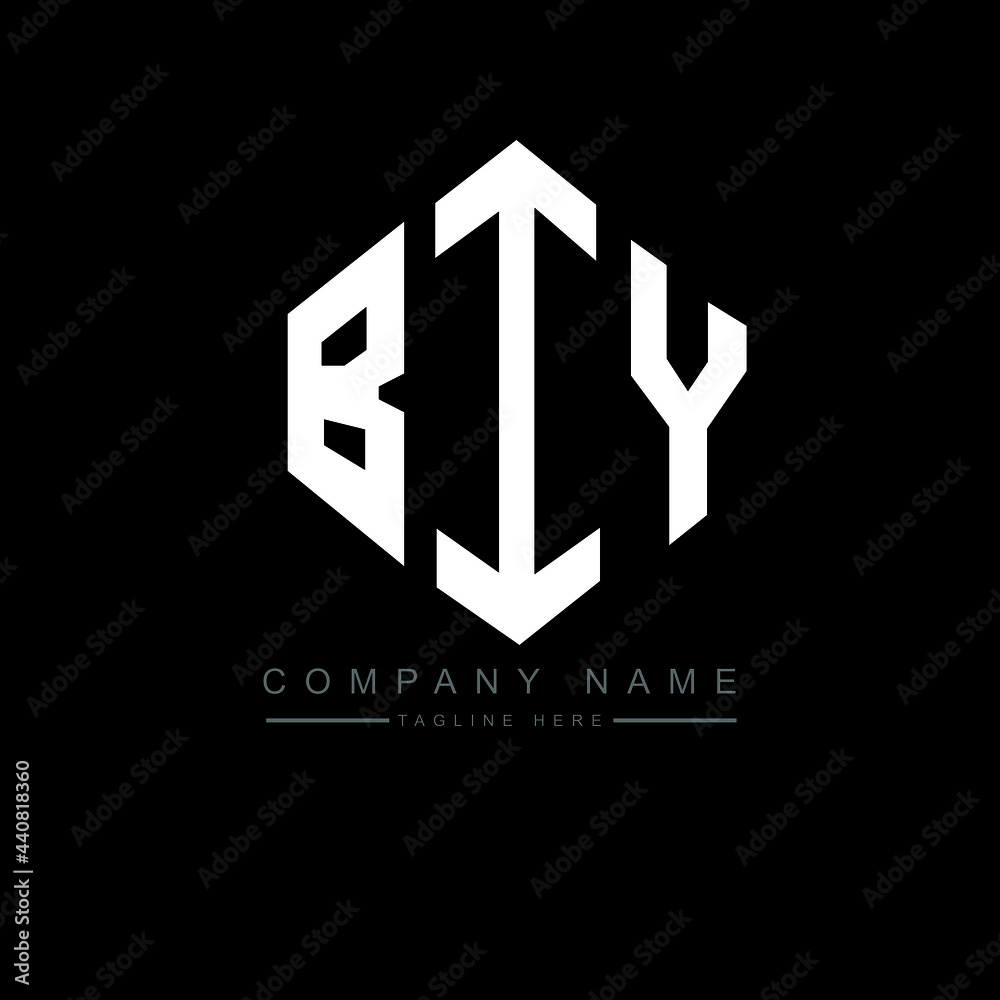 BIY letter logo design with polygon shape. BIY polygon logo monogram ...