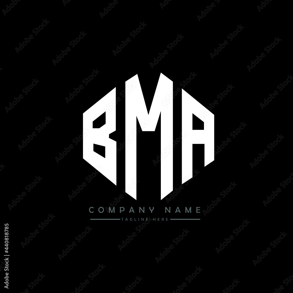 BMA letter logo design with polygon shape. BMA polygon logo monogram ...