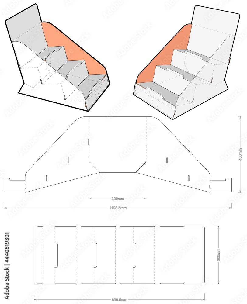 Counter display stand and Die-cut Pattern. The .eps file is full scale ...