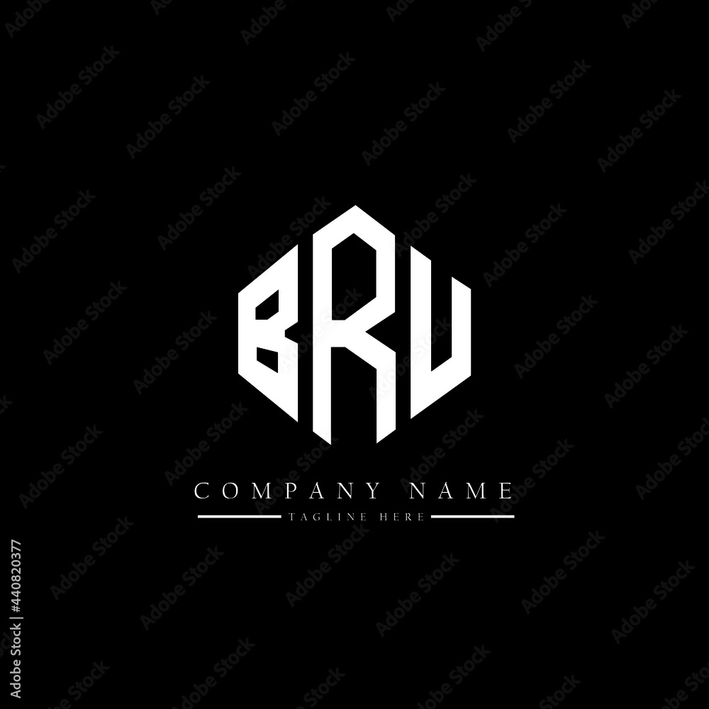 BRU letter logo design with polygon shape. BRU polygon logo monogram ...