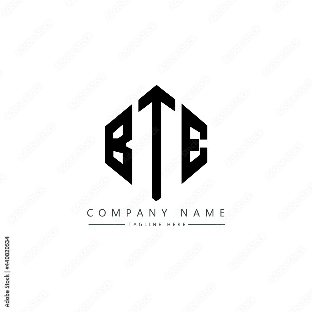 BTE letter logo design with polygon shape. BTE polygon logo monogram. BTE cube logo design. BTE ...