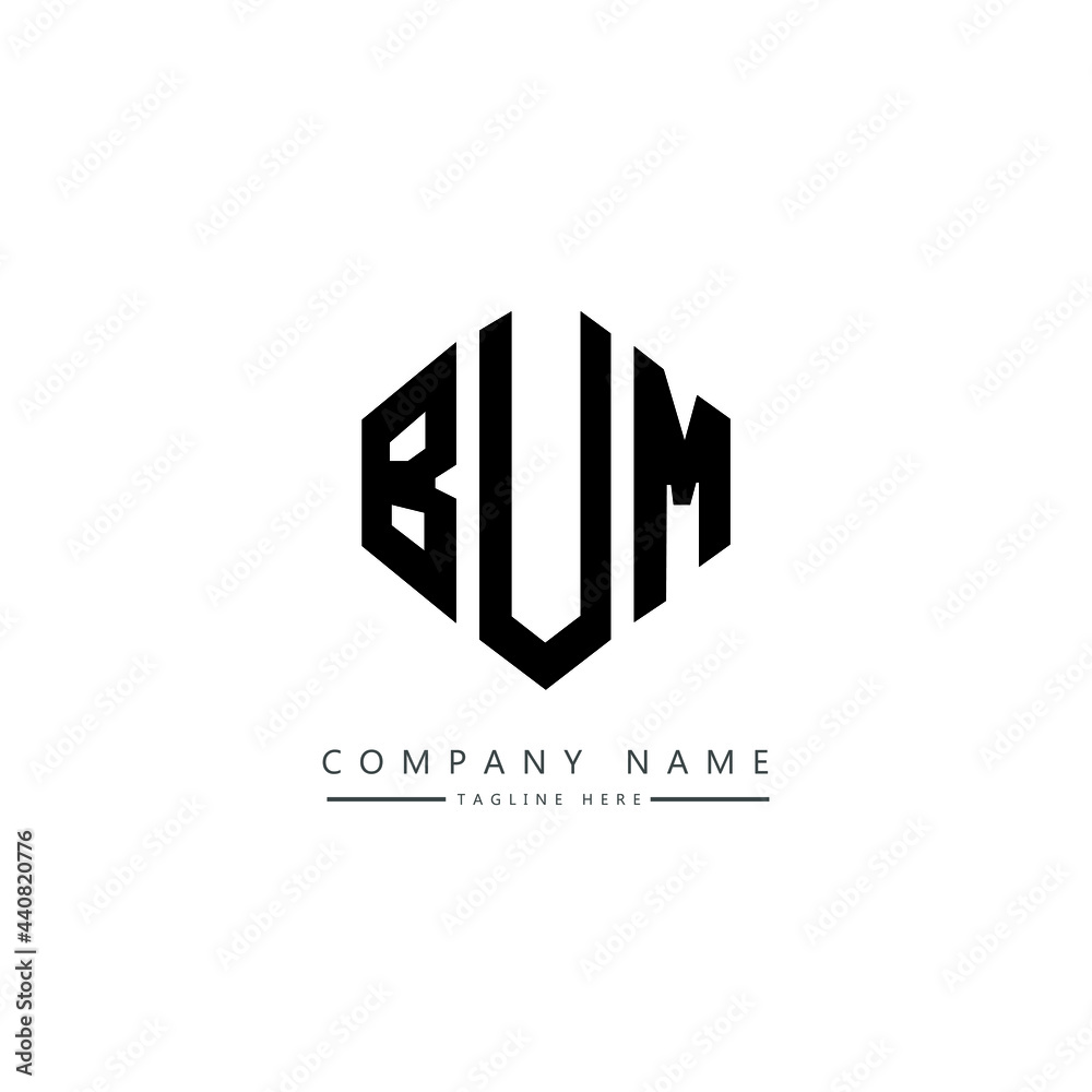 BUM letter logo design with polygon shape. BUM polygon logo monogram ...