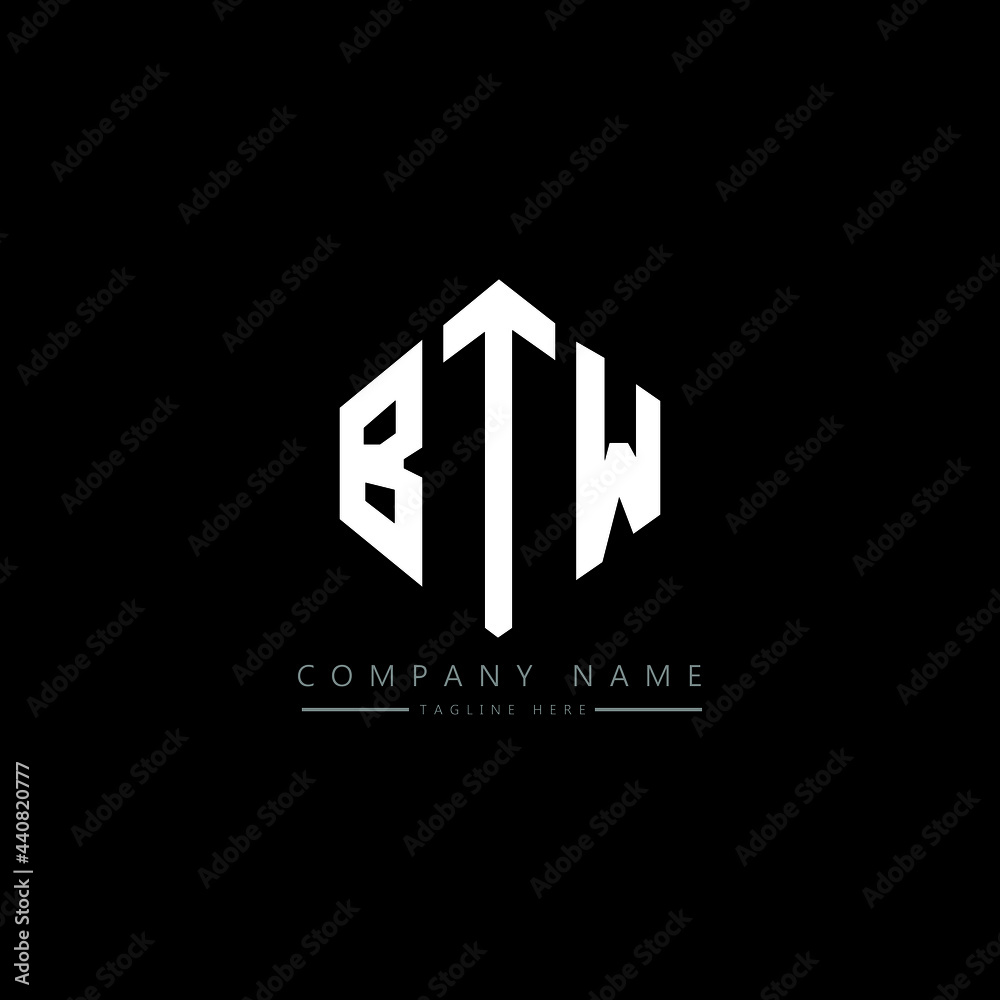 BTW letter logo design with polygon shape. BTW polygon logo monogram ...