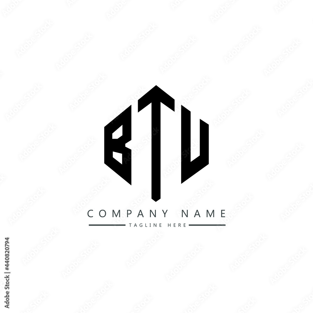 BTU letter logo design with polygon shape. BTU polygon logo monogram ...